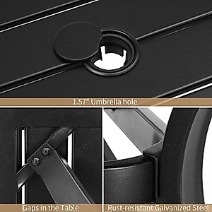 PatioFestival Patio Dining Set 5Pcs Heavy Duty Metal Outdoor Furniture Sets Square Table with 4 Stackable Chairs Blue Cushion