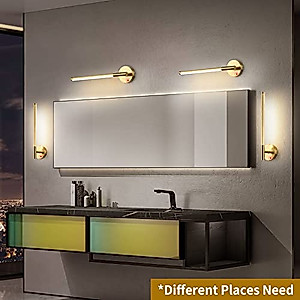 JOOSENLUX Modern LED Picture Lights Gold 19.3" 3000K Long Brass Mid Century Adjustable Linear Gold Wall Sconce Vertically Led Bathroom Vanity Light Swing Arm Left and Down 110V 3000K