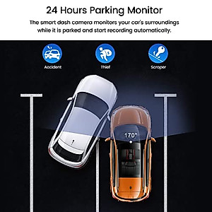 Hikity Dash Cam Front and Rear, 1080P Full HD Dashcam for Cars 3 Inch IPS Screen 170° Wide Angle Dashboard Camera, Super Night Vision, G-Sensor, Loop Recording, 24 Hours Parking Monitor