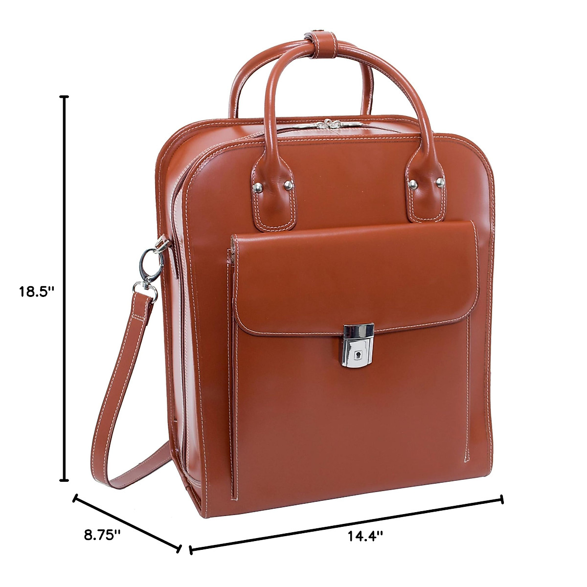 McKleinUSA, W Series, LA Grange, Top Grain Cowhide Leather, 15" Leather Vertical Patented Detachable -Wheeled Ladies' Laptop Briefcase, Brown (96494), One Size