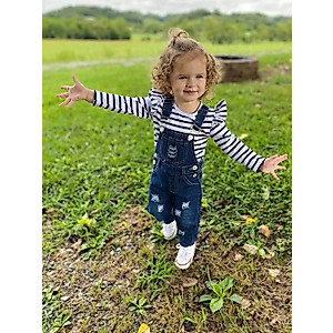 HINTINA 2PCS Baby Girls Clothes Toddler Jumpsuit Rompers Adjustable Overalls Set