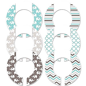 6 Baby Nursery Clothing Rack Closet Size Dividers or Child Blue Elephant (Fits 1.5" Rod)