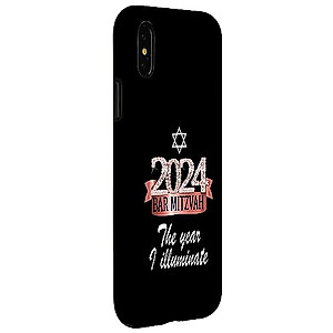 iPhone X/XS 2024 Bar Mitzvah Quote Festive Black Rose Decor Case