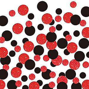 Red Dots Confetti Glitter Paper Red Black Scatter Table Decoration Surprise Craft Supplies Graduation Birthday Party Bridal Baby Shower Girls Party Wedding Gift Circle Dots Decor 100 Pcs