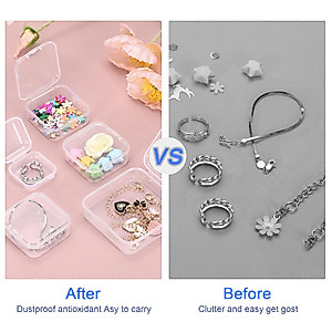 uxcell 72Pcs Clear Small Plastic Beads Storage Containers with Lids, Square Anti-Oxidation Jewelry Storage Boxes for Small Items Craft, Beads, Ear Studs, Necklaces(1.8×1.77×0.79In)