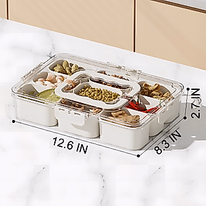 Divided Veggie Tray with Lid and Handle 9 Compartment Serving Tray with Dividers Portable Travel Snack Containers Stackable Snackle Box Charcuterie Container for Fruit,Vegetable,Salad (9 Containers)