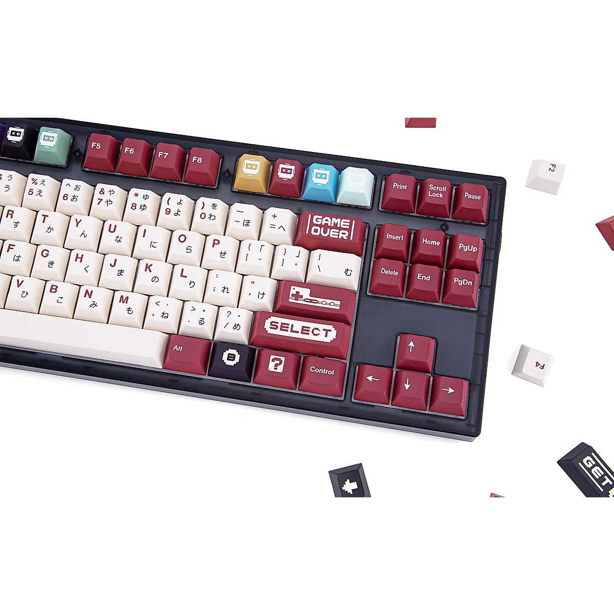 Cherry Profile PBT Keycaps 141 Keys Set Custom Dye Sublimation ANSI Layout for Cherry MX Switches Gateron Kailh Box Mechanical Keyboards Retro FC Gaming Theme