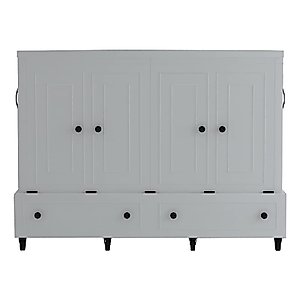 RoomAndLoft Windsor Queen Solid Wood Mobile Murphy Bed with Mattress in White