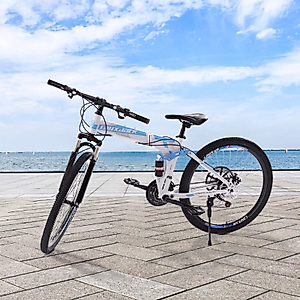 GMSLuu 26 Inch Folding Mountain Bike, 21 Speed Full Suspension High-Carbon Steel MTB Foldable Bicycle, Dual Disc Brake Non-Slip Folding Bikes, Mountain Bicycle for Adults/Men/Women