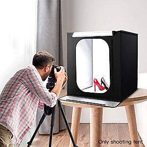 FOSITAN Photo Box, 24''x24''x24'' Portable Photo Studio Professional Light Box 126 LED Brightness Dimmable Shooting Tent with 8 Backdrops for Product Advertising Like Jewellery, Food, Bags, Shoes