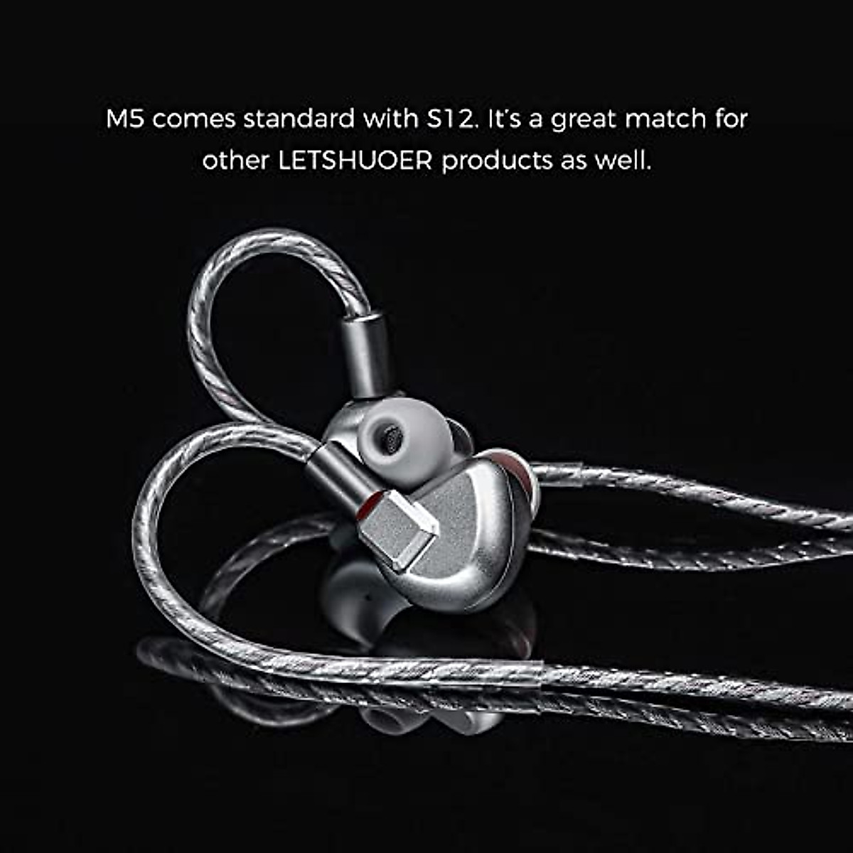 Letshuoer M5 in Ear Earphone Cable of S12 in Ear Monitor Silver-Plated Monocrystalline Copper IEM Cable 0.78mm 2Pin Connector (3.5mm Plug)