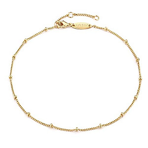 MEVECCO Anklet for Women Gold Satellite Chain 14K Gold Plated Dainty Boho Beach Summer Simple Foot Jewelry Ankle Bracelet for Girls