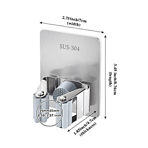 2PCS Broom Holder Wall Mount Self Adhesive Mop and Broom Holder Stainless Steel Broom Hanger Heavy Duty for Laundry Storage Bathroom Kitchen Garage