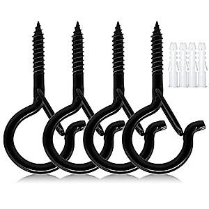 12 Pack Ceiling Hooks with Safety Buckle, 2.2 Inch Screw Hooks for Hanging Plants & Outdoor String Lights, Wall Hangers & Light Hangers for Party and Festival Decorations, Easy Release