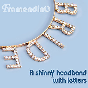 Framendino, Bride Headband Gold Rhinestone Sparkling Crystal Elegant Bridal Crown Bachelorette Headbands for Wedding Party