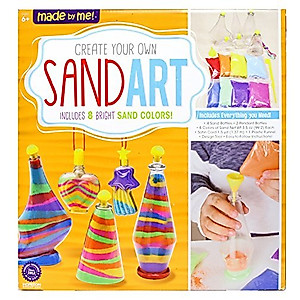 Made By Me Create Your Own Sand Art, 4 Sand Bottles & 2 Pendent Bottles with 8 Bright Sand Colors, Designing Tool & More, Great Staycation or Birthday Party Activity for Kids Ages 6, 7, 8, 9