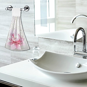 Boccsty Lotus Flower Hanging Kitchen Towels 2 Pieces Glitter Floral Dish Cloth Tie Towels Hand Towel Tea Bar Towels for Bathroom Farmhous Housewarming Tabletop Home Decor