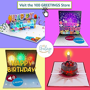 100 Greetings LIGHTS & MUSIC 'Fireworks' Birthday Pop Up Card - Plays Hit Song 'Happy' - Happy Birthday Card for Wife or Husband, Him or Her, Women & Men – Pop Up Birthday Greeting Cards - 1 Card Only