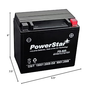 PowerStar PS-625 Replaces ET16L T16L AGM Motorcycle and ATV 12V Battery, 185 Cold Cranking Amps. Replaces: CTX19L-BS, T16L and Others