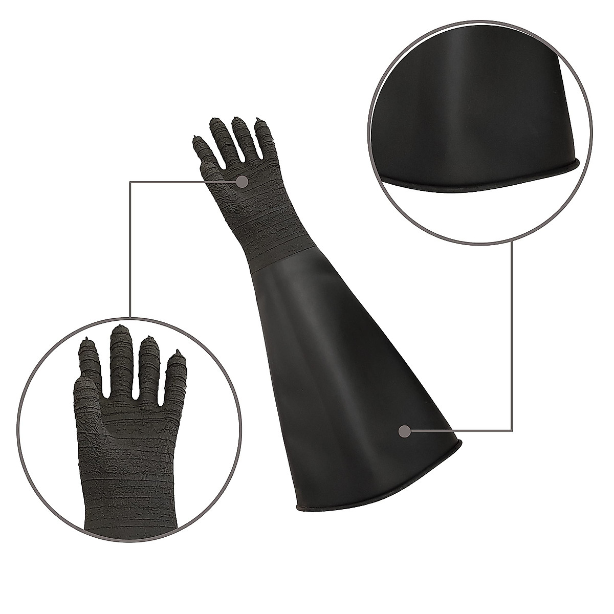 HOLDWIN Heavy Duty Sandblasting Gloves 24.8" Rubber Gloves for Sandblaster Protective Safety Work Black Striped Gloves