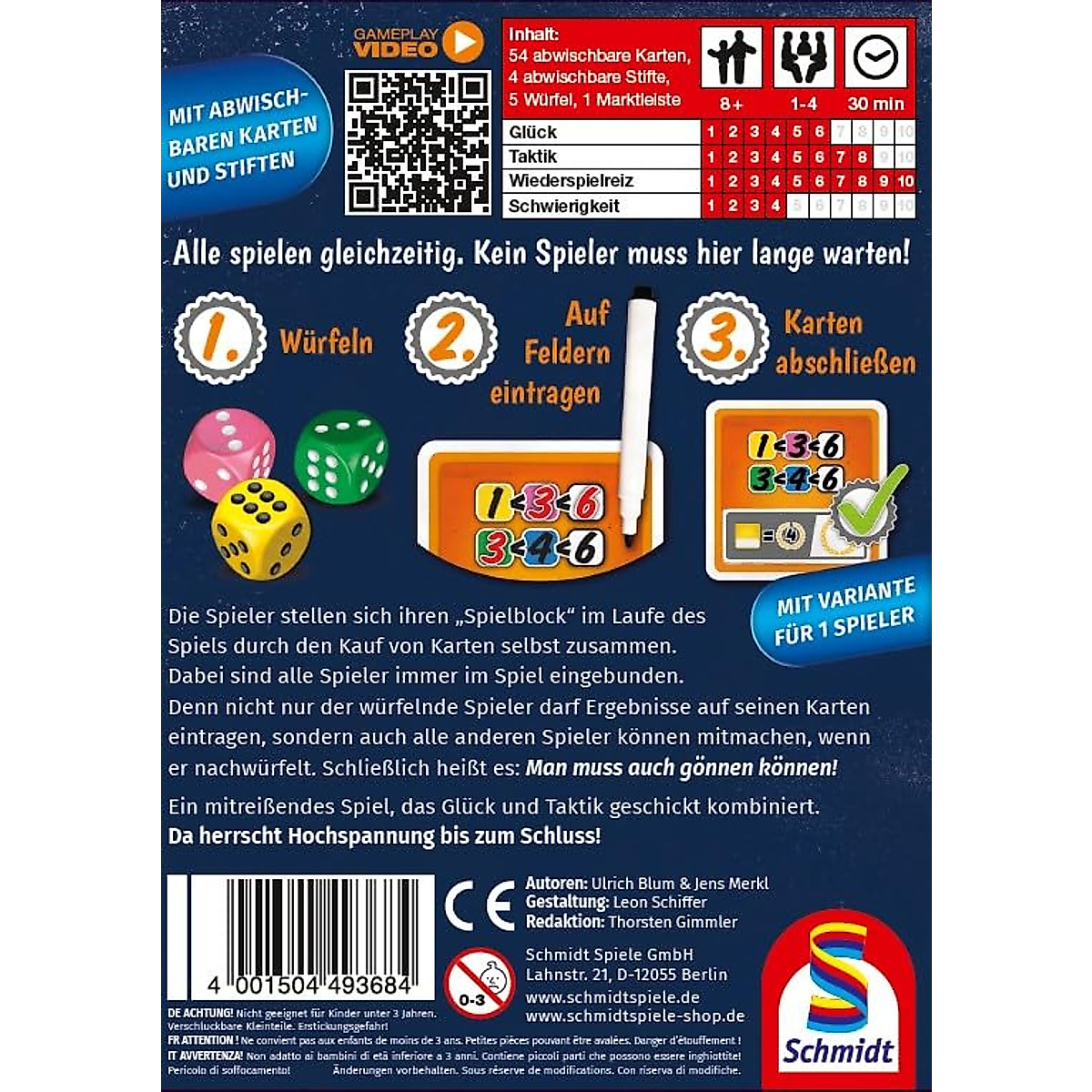 Schmidt Spiele 49368 Dice Game from The Klein & Fein Series, Colourful
