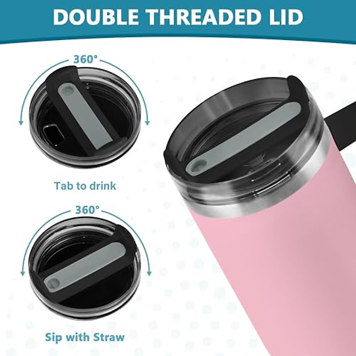 SEHANY Bright Pink 40Oz Tumbler with Lid and Straw, Double Vacuum Stainless Steel Insulated Sports Water Bottle Cup Holder Friendly Leak-Proof Travel Coffee Cup for Iced Drink