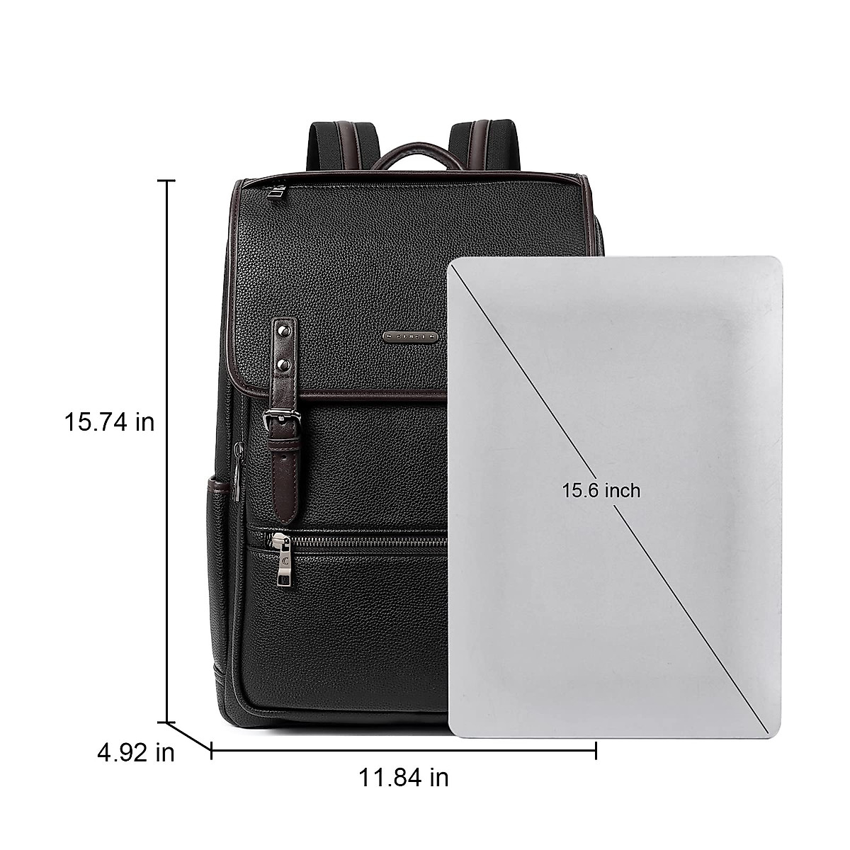 CLUCI Men Genuine Leather Backpack 15.6 Inch Laptop Backpack Business Travel Large Vintage Office Bag Flap Shoulder Bags Black