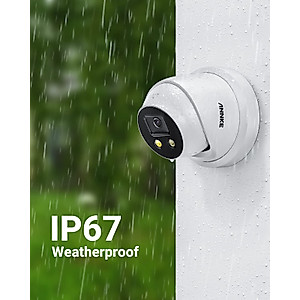 ANNKE AC800 4K Turret POE Camera, Ultra HD Outdoor Security IP Camera with Strobe & Spotlight Alarms, Human/Vehicle Detection, Two-Way Audio, Compatible with Alexa, Up to 256GB MicroSD Card