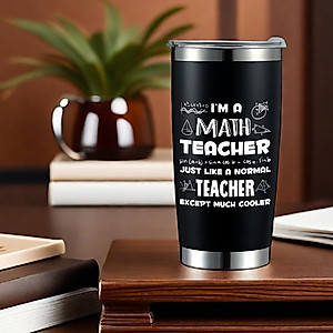 Xildew Funny Math Teacher Theme Teacher Appreciation Week Gift for Educator Instructor Christmas Birthday Present for Friend Coworker Stainless Steel Tumbler 20 oz Black