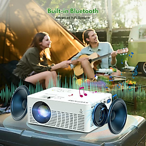 WiFi Projector with 100’’ Projector Screen, 9000Lux Projector for Outdoor Movies 1080P Full HD Supported Mini Portable Projector Compatible with Smartphone TV Stick HDMI USB AV AUX