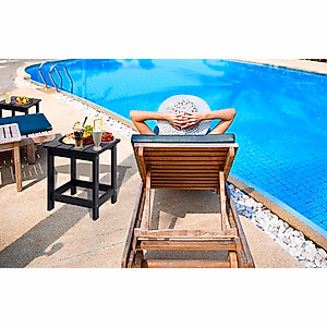 LZRS Adirondack Square Outdoor Side Table, Pool Composite Patio Table,HDPE End Tables for Backyard,Pool, Indoor Companion, Easy Maintenance & Weather Resistant(Black)