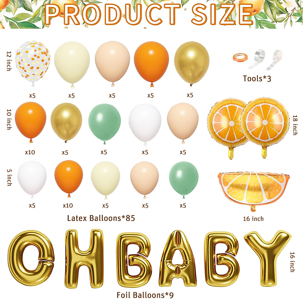 Little Cutie Baby Shower Decoration Cuties Orange Theme Birthday Party Supplies A Little Cutie is On The Way Backdrop Tablecloth Baby Boxes Balloon Garland for Tangerine Fruit 1st Baby Shower (Orange)