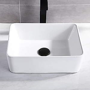 KES Rectangle Vessel Sink 16"X12" White Bathroom Sink Above Counter Porcelain Ceramic Small Sink Bowl, BVS110S40
