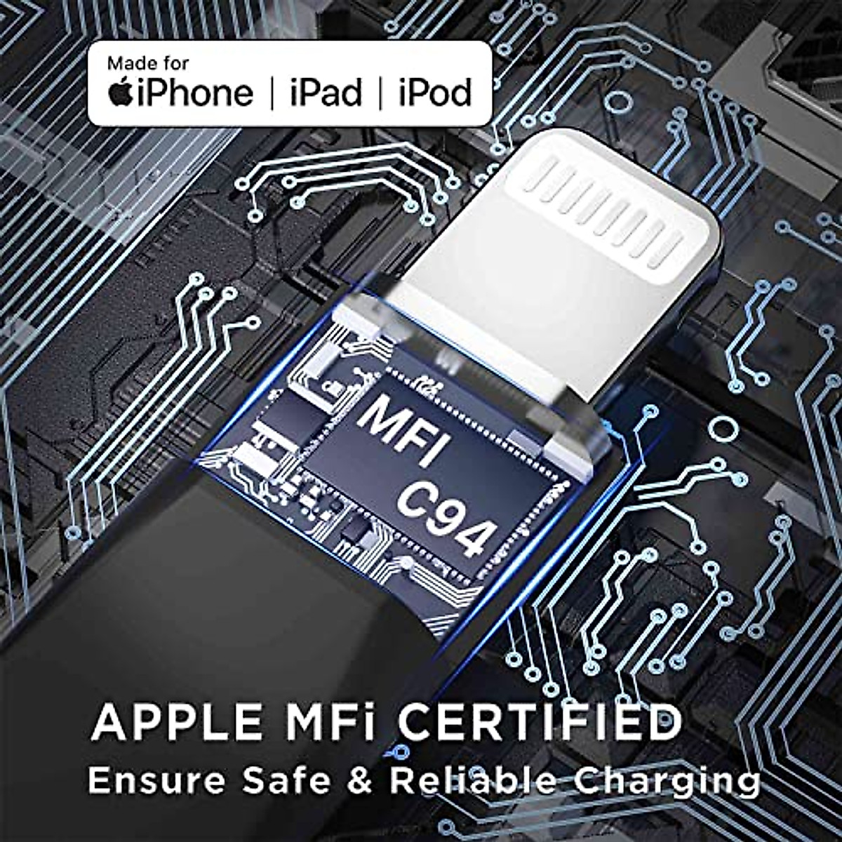 Afterplug USB C to Lightning Cable Short 0.4ft Apple MFi Certified iPhone USB C Cable 30W Fast Charging for iPhone 14/I4 Pro/14 Pro Max/13 12 Pro Max/11/ SE/XR, AirPods, iPad Air Mini, MacBook - Black