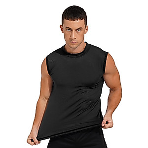 iiniim Muscle Tanks for Men Summer Sleeveless T Shirt Mock Turtleneck Undershirt Pullover Thermal Tops Black 3X-Large