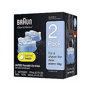 Braun Pulsonic Clean & Renew Base Unit with Braun Syncro Shaver System Clean and Renew Refills (Pack of 2) (2 Items)