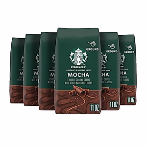 Starbucks Ground Coffee—Mocha Flavored Coffee—No Artificial Flavors—100% Arabica—6 bags (11 oz each)