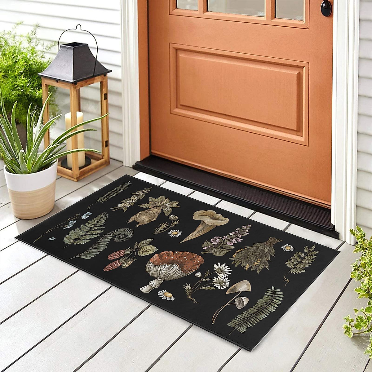 Herbology Plants Doormat Magic Woodland Plants Entrance Floor Mat Non-Slip Absorb Water Indoor Rugs Bath Kitchen Garden Entryway Mats Spring Summer Home Holiday Decoration 30 * 17 inch