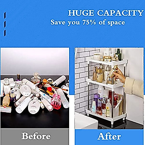 Hpenp 3-Tier Bathroom Countertop Organizer-Vanity Tray Cosmetic Skincare Makeup Storage-Kitchen Spice Rack Standing Shelf (White)