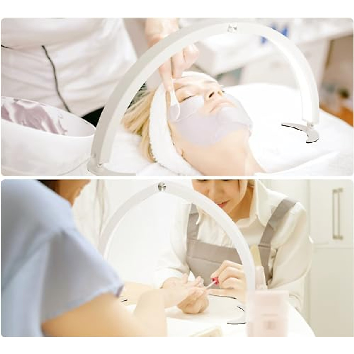 toyshi Adjustable Half Moon Light for Nail Desk, Professional LED Light Nail Lash Tech Lighting for Manicure, Pedicure, Tattoo, Lash Work, Manicure Light, Lash Light for Table White