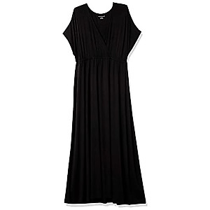 Amazon Essentials Women's Waisted Maxi Dress (Available in Plus Size), Black, 1X