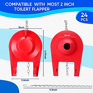 Lasnten 24 Pcs Toilet Flapper Replacement Kit for 2 Inch Flush Valves Universal Toilet Tank Flapper with Stainless Steel Chain Toilet Stopper Toilet Tank Parts Compatible with Most Toilets, Red