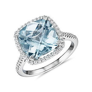 JewelryGift 925 Sterling-Silver Engagement Ring Natural-Aquamarine Gtone Western Design Jewelry Gift for Women Ring US Ring Size : 8
