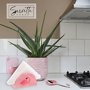 Ceramic Flamingo Standing Napkin Holder & Flamingo Spoon Rest