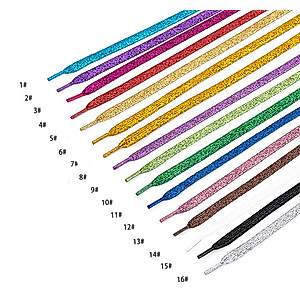 Santimon Metallic Glitter Flat shoelaces Colorful Fashion 2 pairs for Canvas Sneaker Athletic Shoes Light Gold 51"