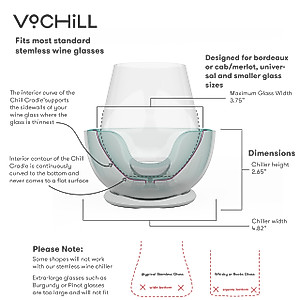 VoChill Stemless Wine Glass Chiller | Keep the Chill In Your Glass | Made in the USA | Separable & Refreezable Chill Cradle | Actively Chills Stemless Glassware | Quartz, Single Stemless