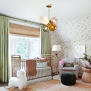 KCO Lighting Modern Colorful Pendant Light Gold Globe Pendant Lighting Stained Glass Balloon Chandelier Light Fixture Colored Glass Pendant Lights Kitchen Island for Kids Room