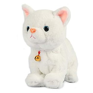 Smalody Interactive Plush Toys, Novelty Sound Control Electronic Cat Electronic Pets Robot Cat Gift for Children (White)