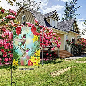 Hummingbirds Flowers Floral Birds Leaves Garden Flag Banner Double Sided Welcome Flags for Party Christmas Festival Outdoor Decor 12 x 18 Inch