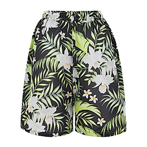 Summer Shorts for Women Casual Lightweight Comfy Elastic Waist Floral Drawstring Sports Bermuda Short with Pockets